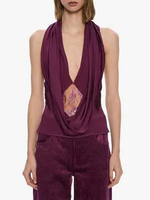 Christopher Esber Cesura Cowl Lace Halter Top