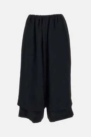 Comme Des Garçons Pantaloni Ampi In Lana - Nero