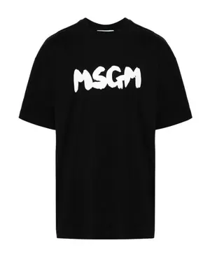 MSGM Logo Printed Crewneck T-shirt - Black