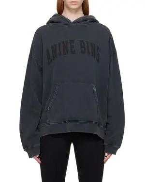ANINE BING Harvey Logo-print Cotton Hoodie