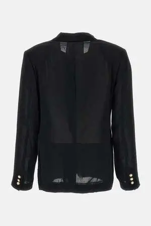 Comme Des Garçons Giacca Semitrasparente Con Bottoni Gioiello - Black
