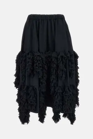 Comme Des Garçons Gonna Midi Con Volant A Strati - Black