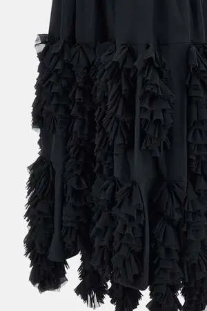 Comme Des Garçons Gonna Midi Con Volant A Strati - Black