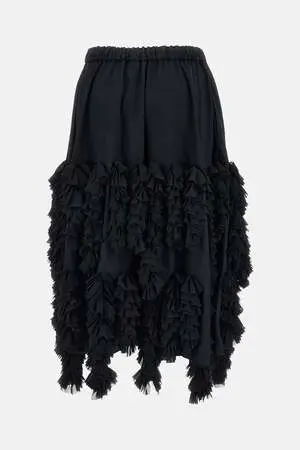 Comme Des Garçons Gonna Midi Con Volant A Strati - Black