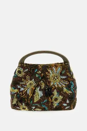Dries Van Noten BORSA A TRACOLLA CON RICAMI FLOREALI IN PERLINE E PAILLETTES Multicolore