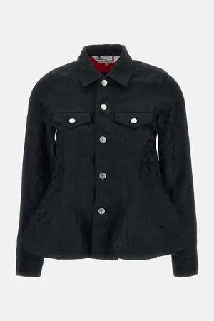 Comme Des Garçons Giacca In Jacquard Floreale - Black