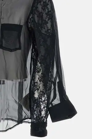 Comme Des Garçons Camicia Con Doppia Manica E Dettagli In Pizzo - Nero