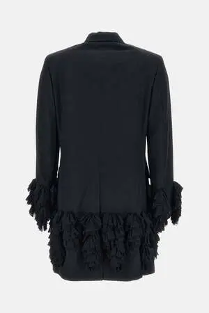 Comme Des Garçons Cappotto Monopetto Con Volant Plissettati - Black