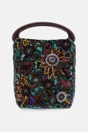 Dries Van Noten Borsa A Tracolla Compatta Con Ricami Floreali In Perline E Paillettes - Multicolore