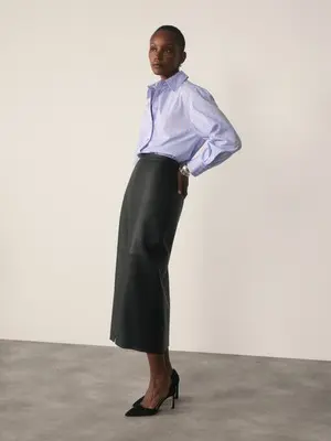 The Fold Claudia Long Sleeve Relaxed Fit Shirt - Blue