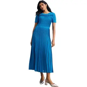 The Fold Allegra Stretch Knit Pleated Midi Dress