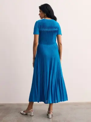 The Fold Allegra Stretch Knit Pleated Midi Dress