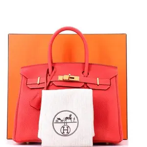 Hermès Birkin Handbag Togo With Gold Hardware 30 - Red
