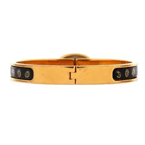 Hermès Mini Clic Chaine D'ancre Bracelet Metal And Printed Enamel - Brown