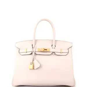 Hermès Birkin Handbag Light Clemence With Gold Hardware 30 - White