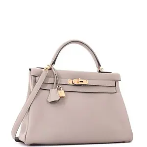 Hermès Kelly Handbag Togo With Gold Hardware 28 - Grey