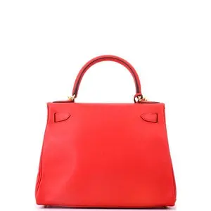 Hermès Kelly Handbag Evercolor With Gold Hardware 28 - Red