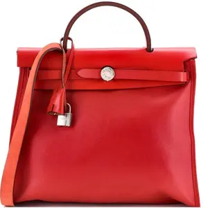 Hermès Herbag Zip Berline Vache Canvas And Leather 31 - Red