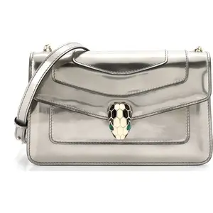 BVLGARI Serpenti Forever Shoulder Bag Patent Small - Metallic Silver