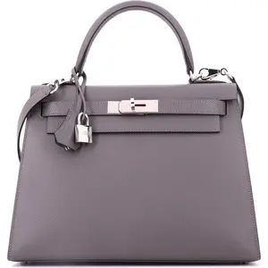 Hermès Kelly Handbag Epsom With Palladium Hardware 28 - Grey
