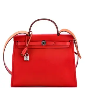 Hermès Herbag Zip Leather And Toile 31 - Red