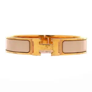 Hermès Clic H Bracelet Enamel Narrow - White
