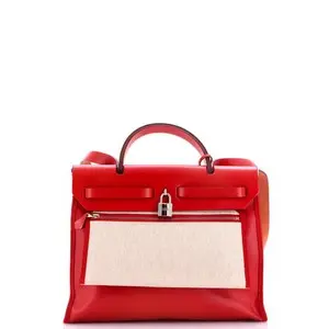 Hermès Herbag Zip Berline Vache Canvas And Leather 31