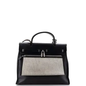 Hermès Herbag Zip Berline Vache Canvas And Leather 31