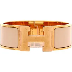 Hermès Clic H Bracelet Enamel Wide - White