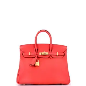 Hermès Birkin Handbag Swift With Gold Hardware 25 - Red