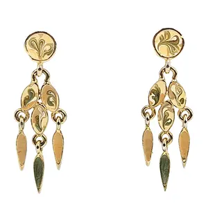 MADISON BEVERLY HILLS Vintage 1980s Costume Gold Enameled Dangle Earrings - Beige