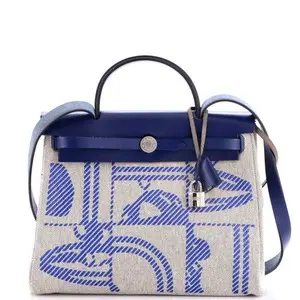 Hermès Herbag Zip Relief Brides De Gala Toile And Leather 31 - Blue
