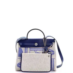 Hermès Herbag Zip Relief Brides De Gala Toile And Leather 31 - Blue