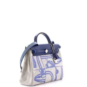 Hermès Herbag Zip Relief Brides De Gala Toile And Leather 31 - Blue