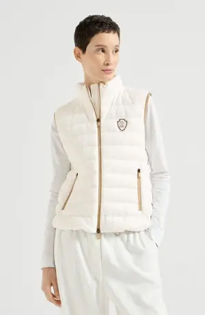 Brunello Cucinelli Techno Cotton Piqué Down Vest With Logo
