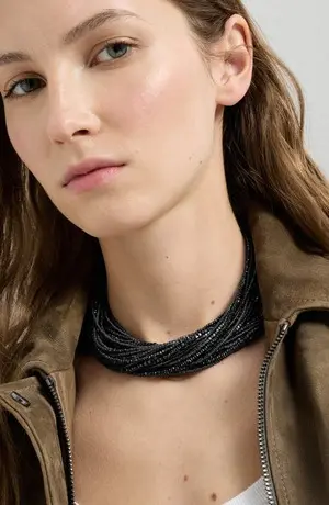 Brunello Cucinelli Hematite And Sterling Silver Choker