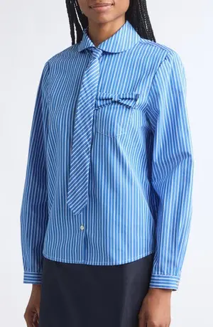 Sandy Liang Gemma Cotton Shirt - Blue Multi