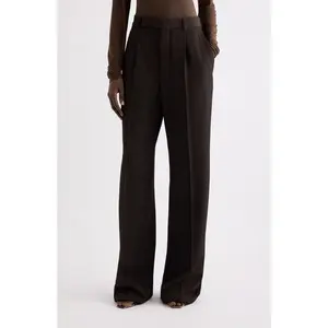 Saint Laurent Pinstripe Wide Leg Pants - Marron/beige