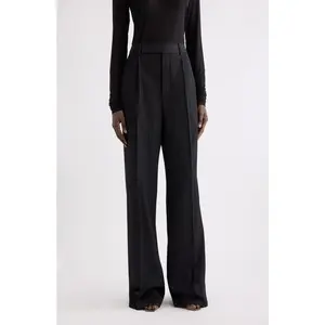 Saint Laurent Pinstripe Wide Leg Pants - Noir/gris