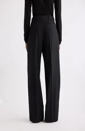 Saint Laurent Pinstripe Wide Leg Pants - Noir/gris