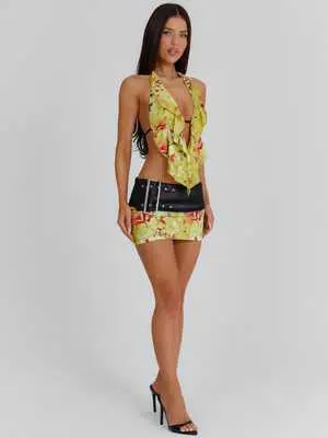 OUTCAST Qahira Micro Mini Skirt Azzurra