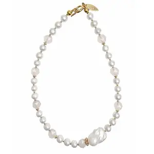 FARRA Freshwater Pearl With Agate And Baroque Pearl Choker Necklace - White