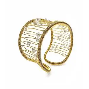 FARRA Hand Crafted Crystal Beads Statement Cuff Bracelet