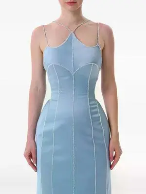 DINA MELWANI Crystal-trimmed Satin Maxi Dress