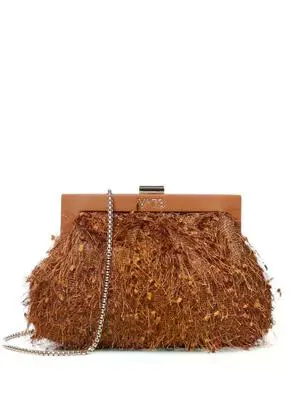 V°73 Feather-effect Clutch Bag - Brown