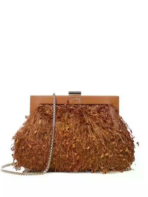 V°73 Feather-effect Clutch Bag - Brown