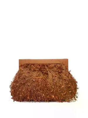 V°73 Feather-effect Clutch Bag - Brown