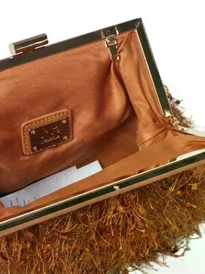 V°73 Feather-effect Clutch Bag - Brown