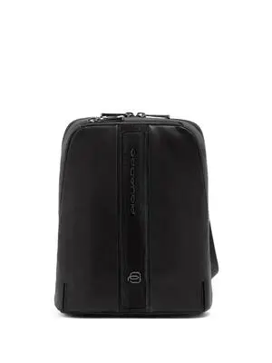 PIQUADRO Logo-plaque Leather Ipad® Mini Messenger Bag - Black