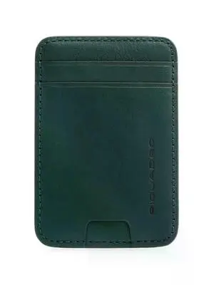 PIQUADRO Magsafe® Logo-debossed Leather Cardholder - Green